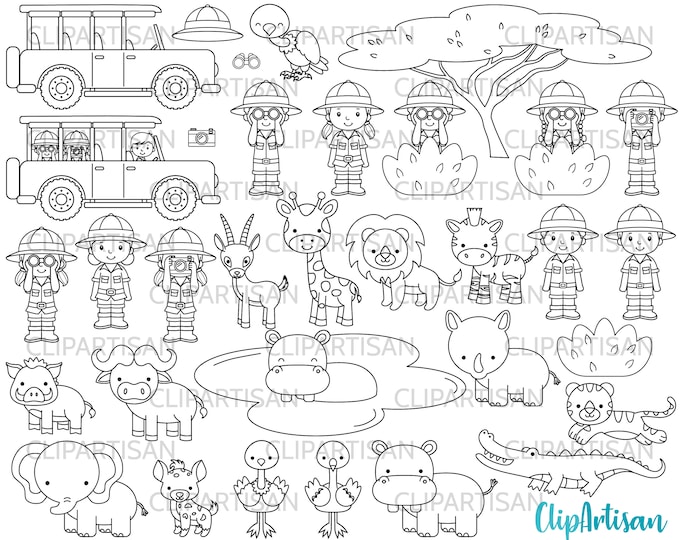 Safari Clipart, Safari Clip Art, Lion, Tiger, Snake, Elephant, Zebra ...