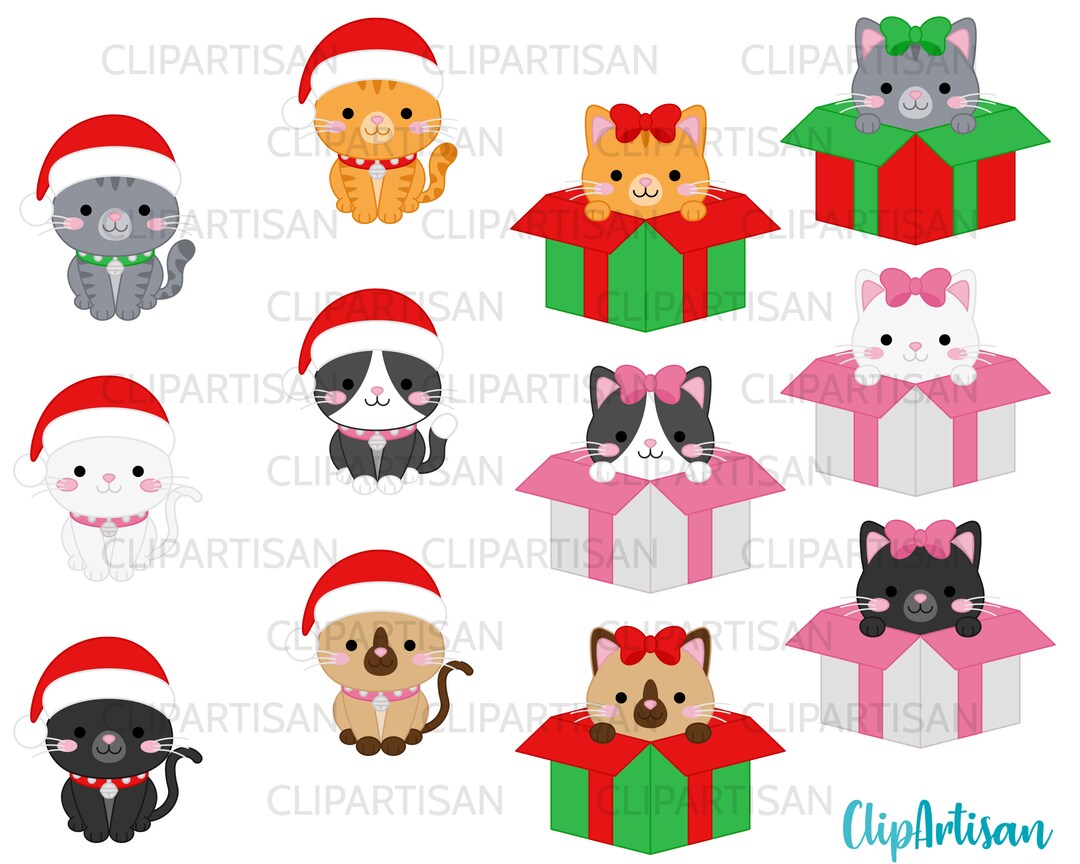 Christmas Cats Clipart Meowy Christmas Kittens Kitty Cats Kitties Pets ...