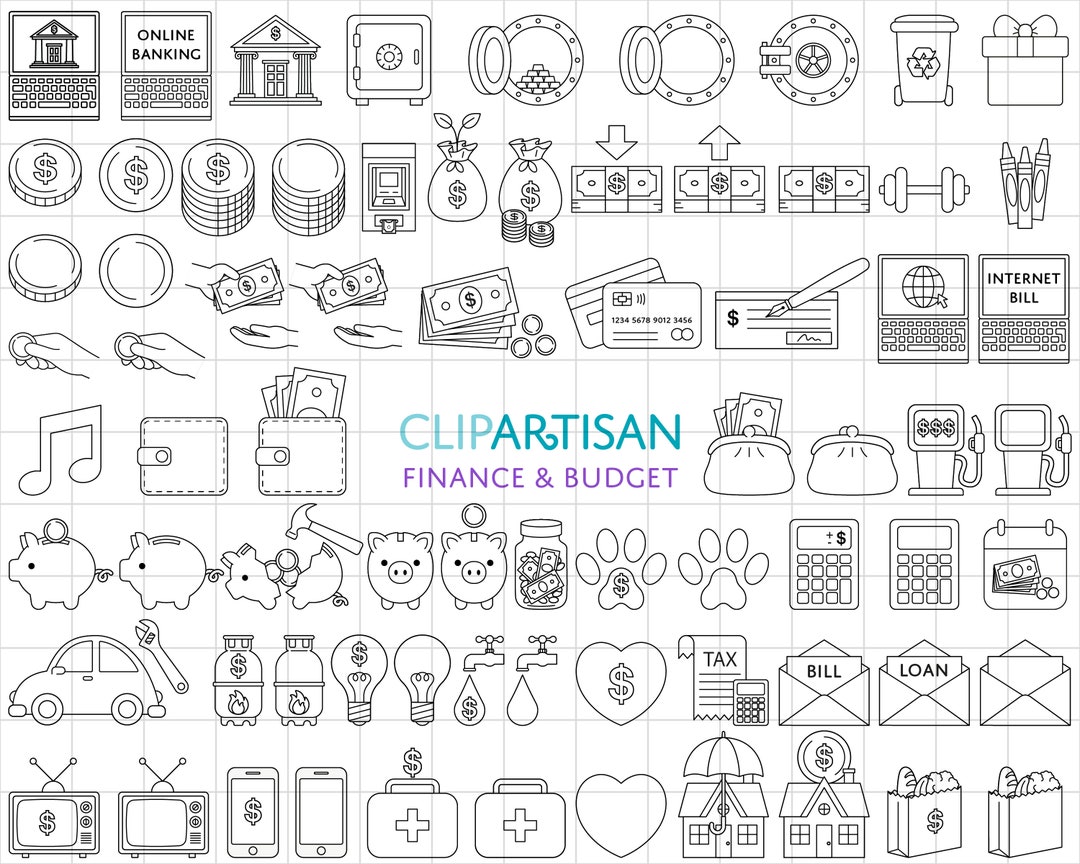 Finance Clipart, Budget Digital Stamps, Money Savings Clipart, Money ...