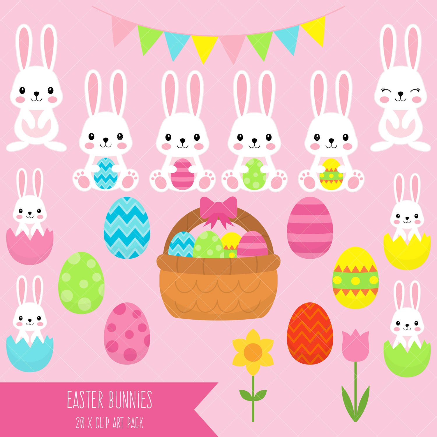 Easter Bunny With Eggs Clipart