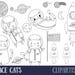 Space Cat Digital Stamps Kitten Astronaut Digital Clip Art | Etsy