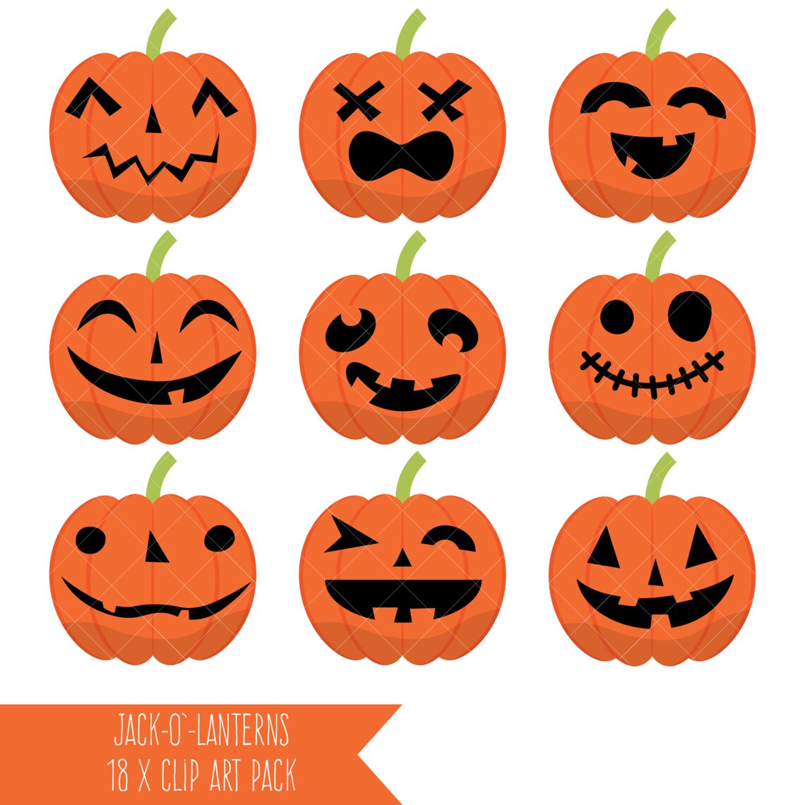 Jack O' Lanterns Clipart / Halloween Clipart | Etsy