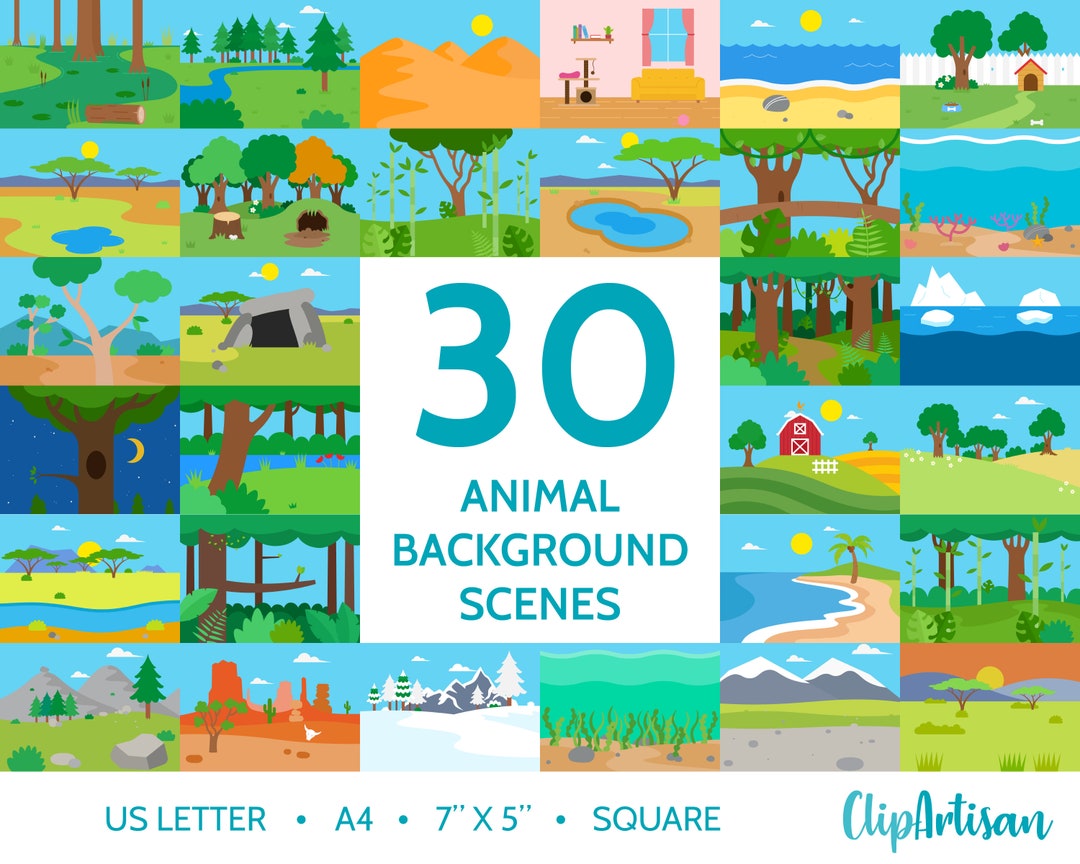 Animal Background Scene Clip Art, Woodland Animal Habitat Clip Art ...