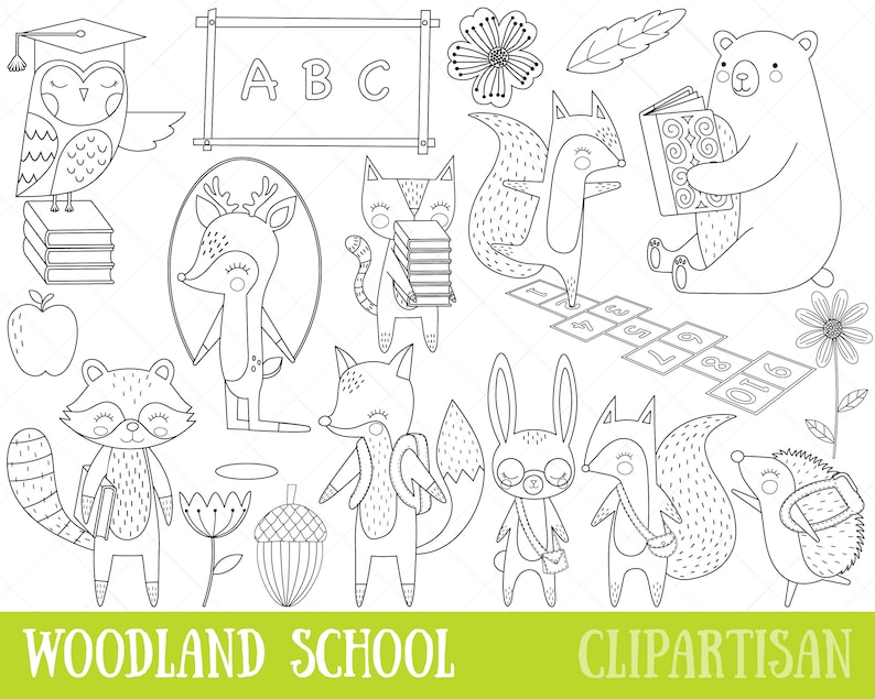 Woodland Animal School Clipart Forest School Clip Art - Etsy UK