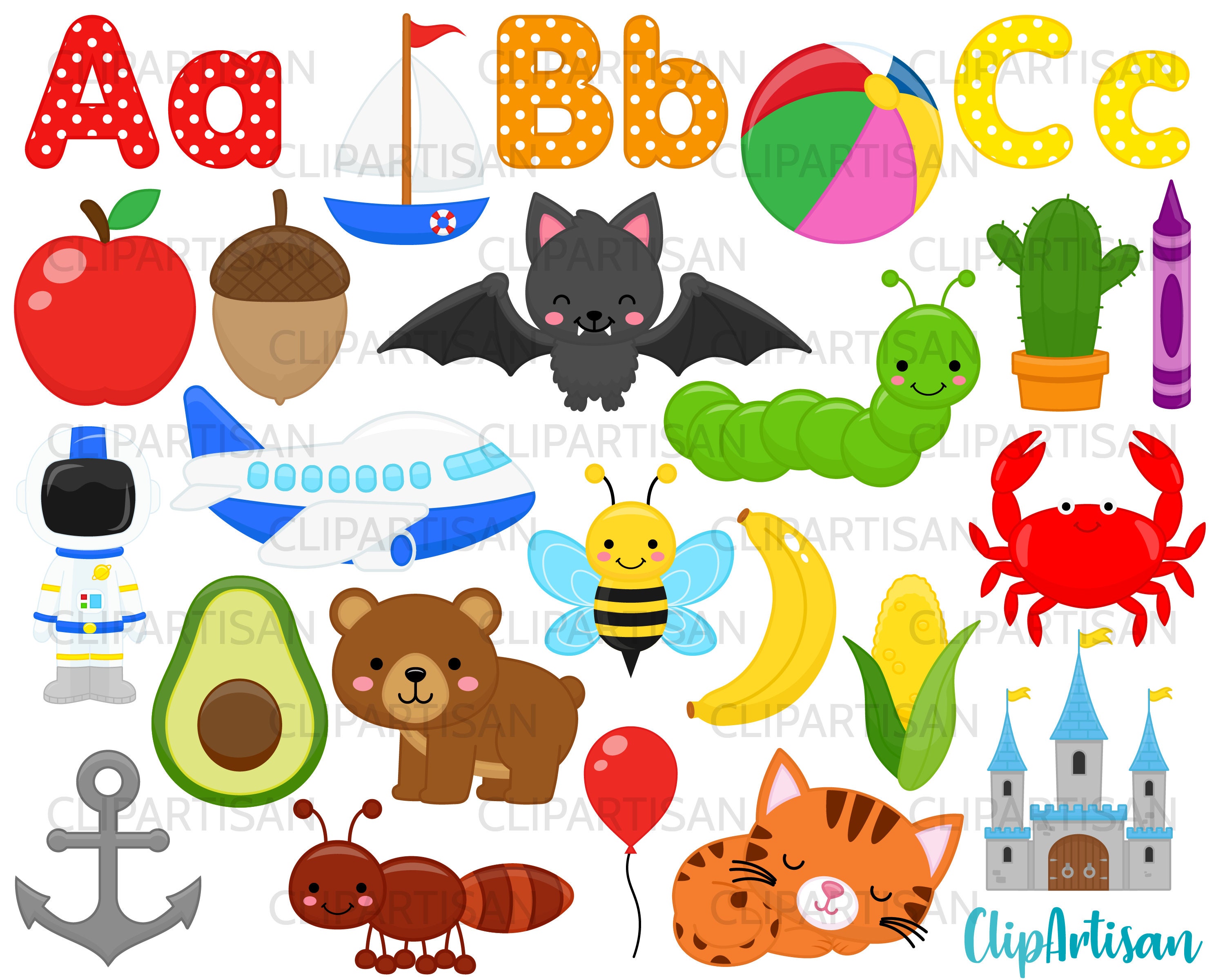 Alphabet Clip Art Bundle ABC Letters A to Z Graphics Back - Etsy UK