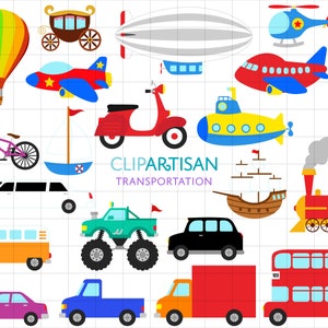 Trains, Planes and Trucks Clipart, Transportation, Primary Colors ...