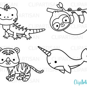 Animals A to Z Clipart, Animal Alphabet Digital Stamps, Cute Nursery ...