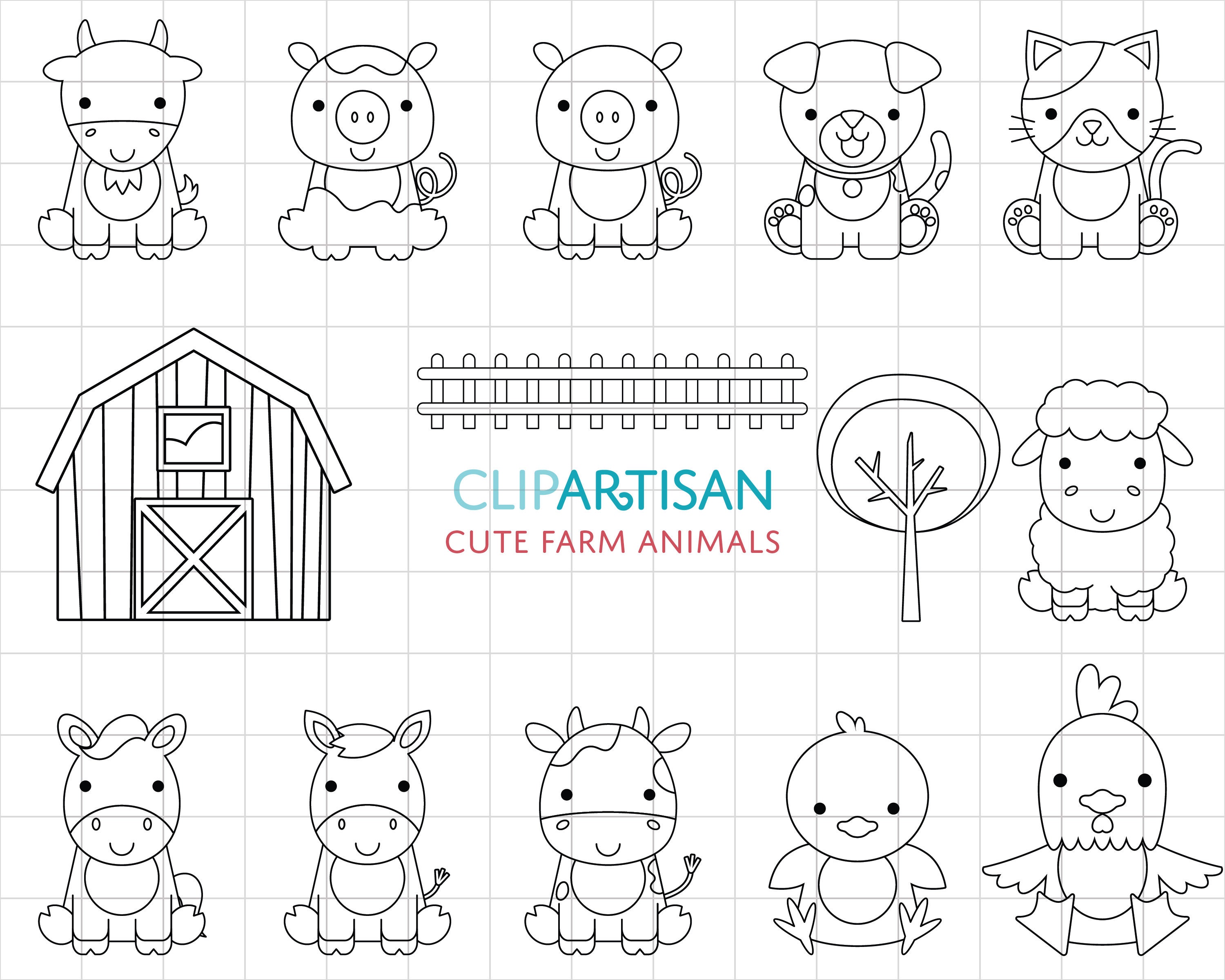 Baby Farm Animals Clipart Black And White Farm Animals Clipart Black