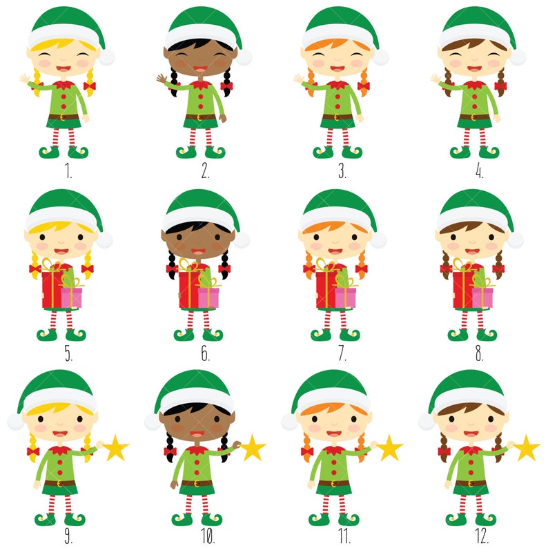 Christmas Elves Clipart / Santa's Workshop / Elf Clip Art | Etsy