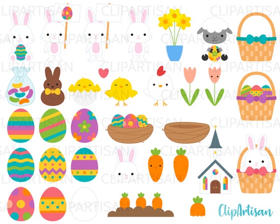 Easter Clipart Easter Bunny Easter Chick Easter Egg Easter | Etsy