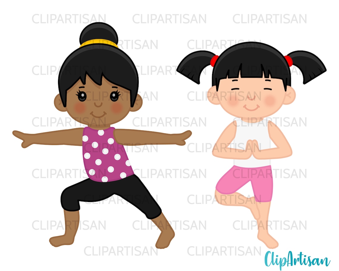 Yoga Poses Clip Art Yoga Girls Yoga Kids Clipart Yoga - Etsy