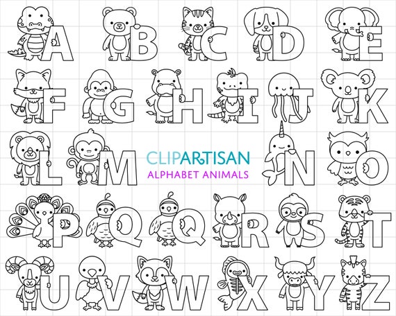 Animals of the Alphabet Clipart A to Z Animals Svg Digital - Etsy Canada