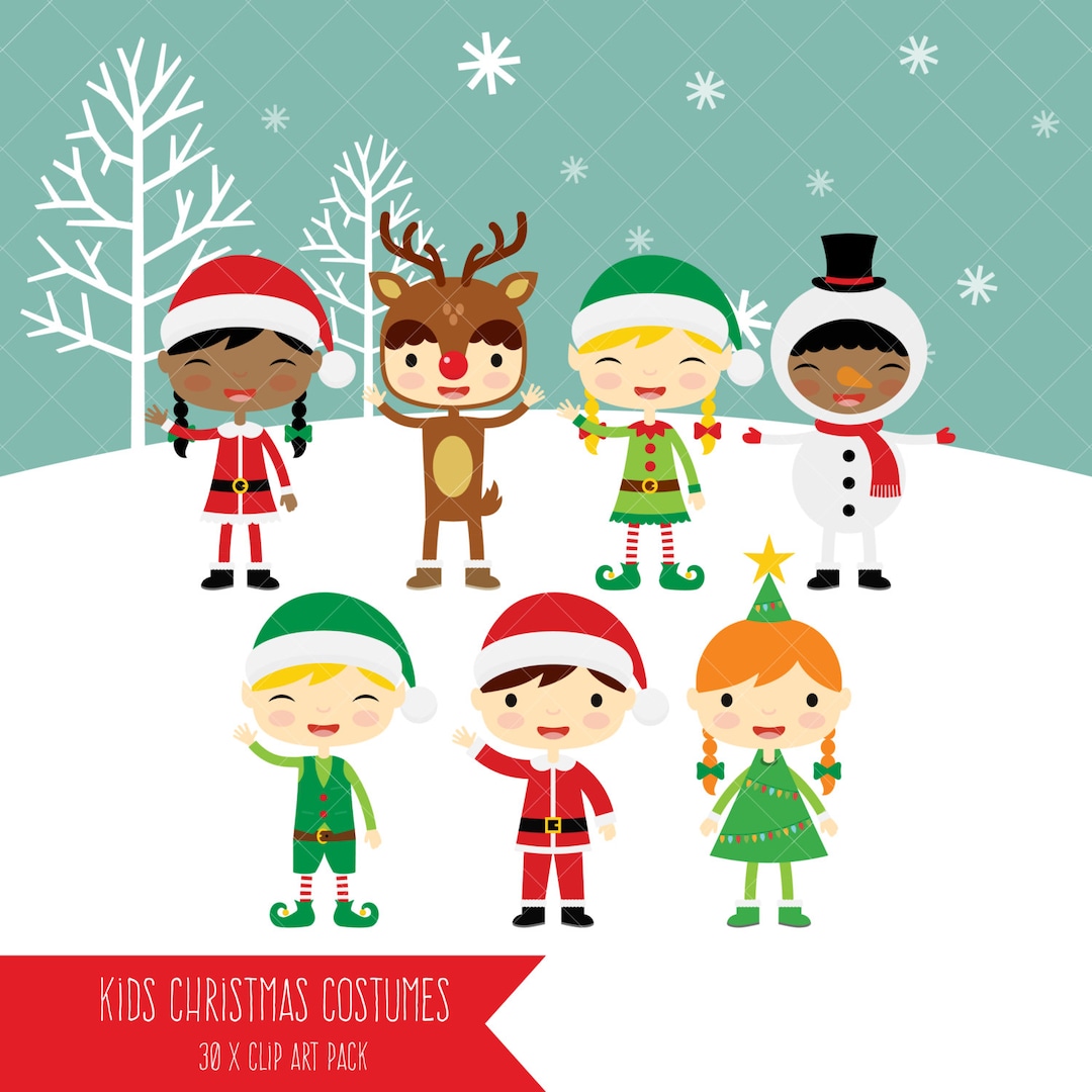 Kids Christmas Costumes Clipart - Etsy