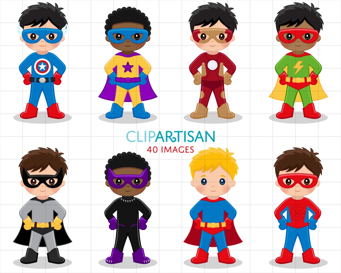 Superhero Kids Costumes, Super Kids Graphics, Super Boy Clipart, Super ...