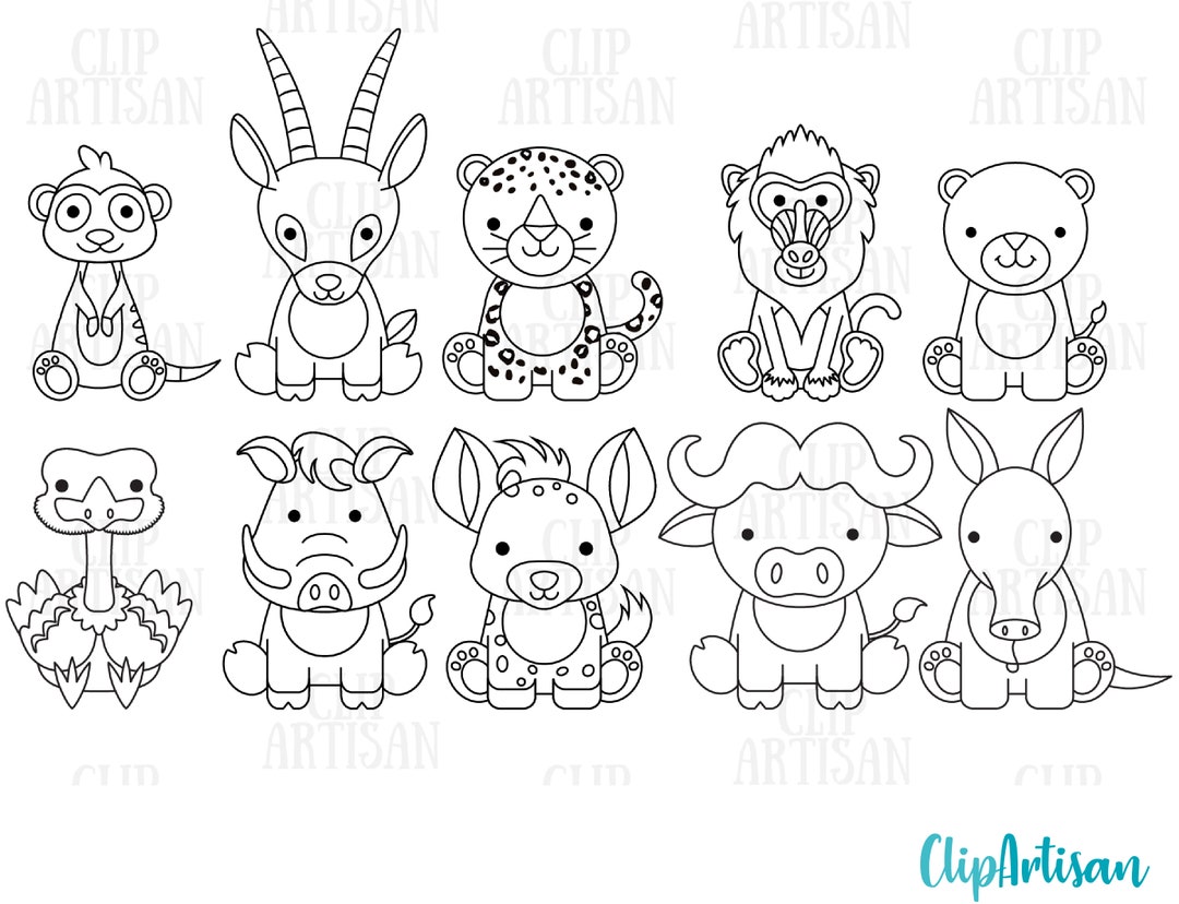 Safari Baby Animals Digital Stamp Set 2, African Animals, Zoo Animals ...