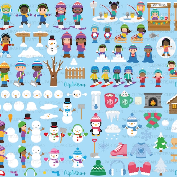 Snowman Clipart - Etsy