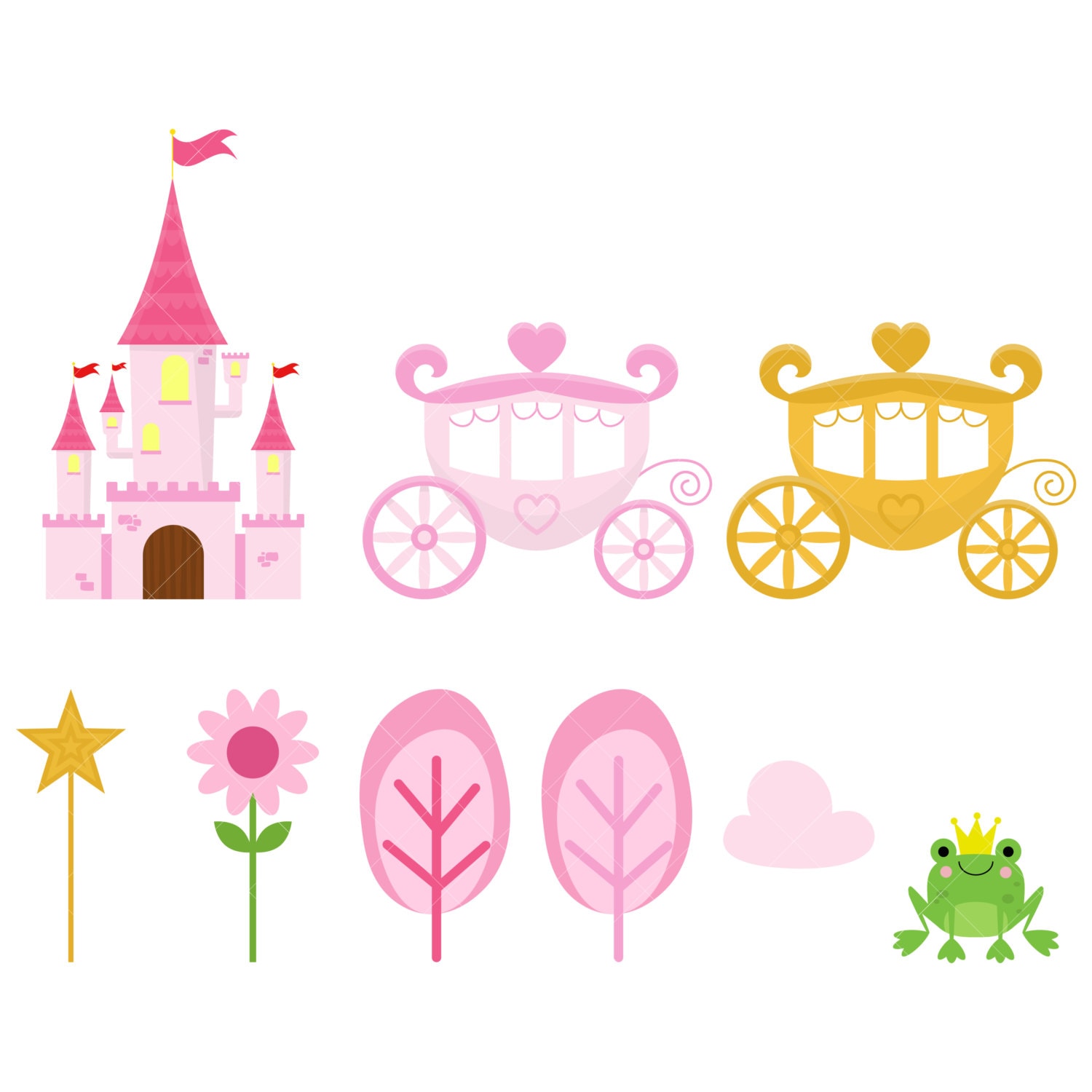 Princess and Fairytale Castle Clipart / Frog Prince Clip Art | Etsy