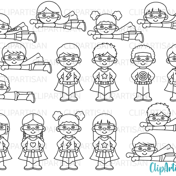 Superhero Clipart - Etsy