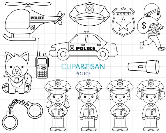 Cops Digital Stamps Police Officer Clipart Police Car Boy - Etsy