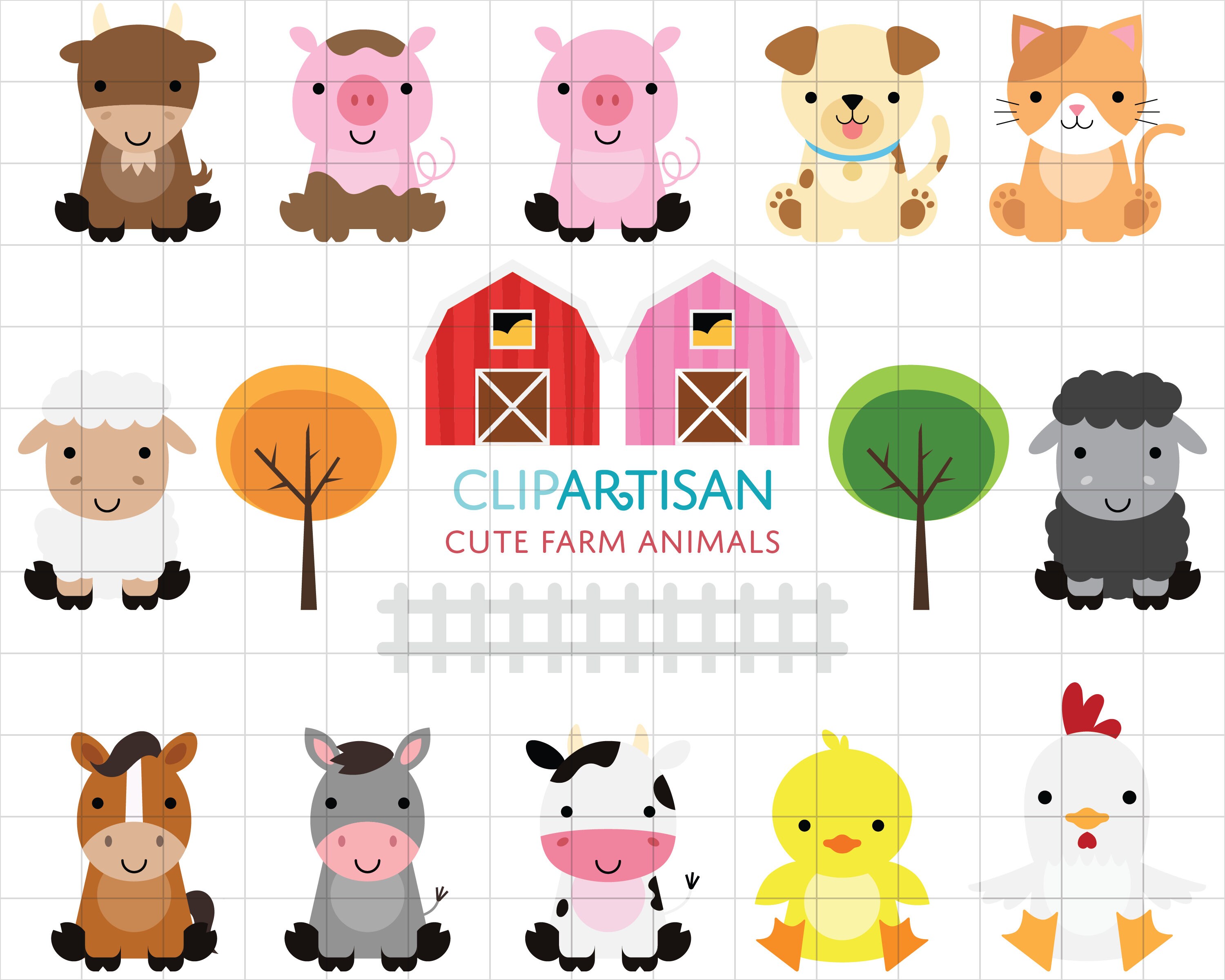 Baby Farm Animals Clipart