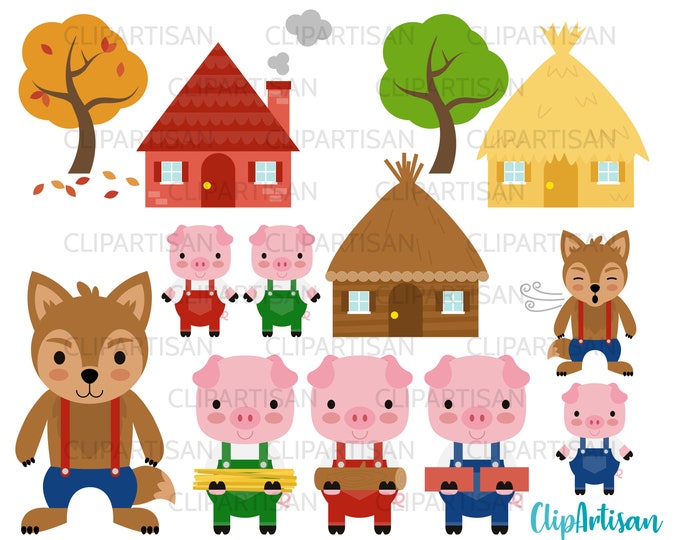 Three Little Pig Clipart Set / Instant Download - 13009 - Etsy Canada