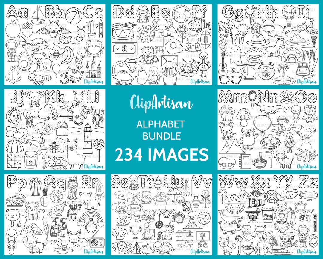 Alphabet Digital Stamps, ABC Clip Art Bundle, Letters, Back to School ...