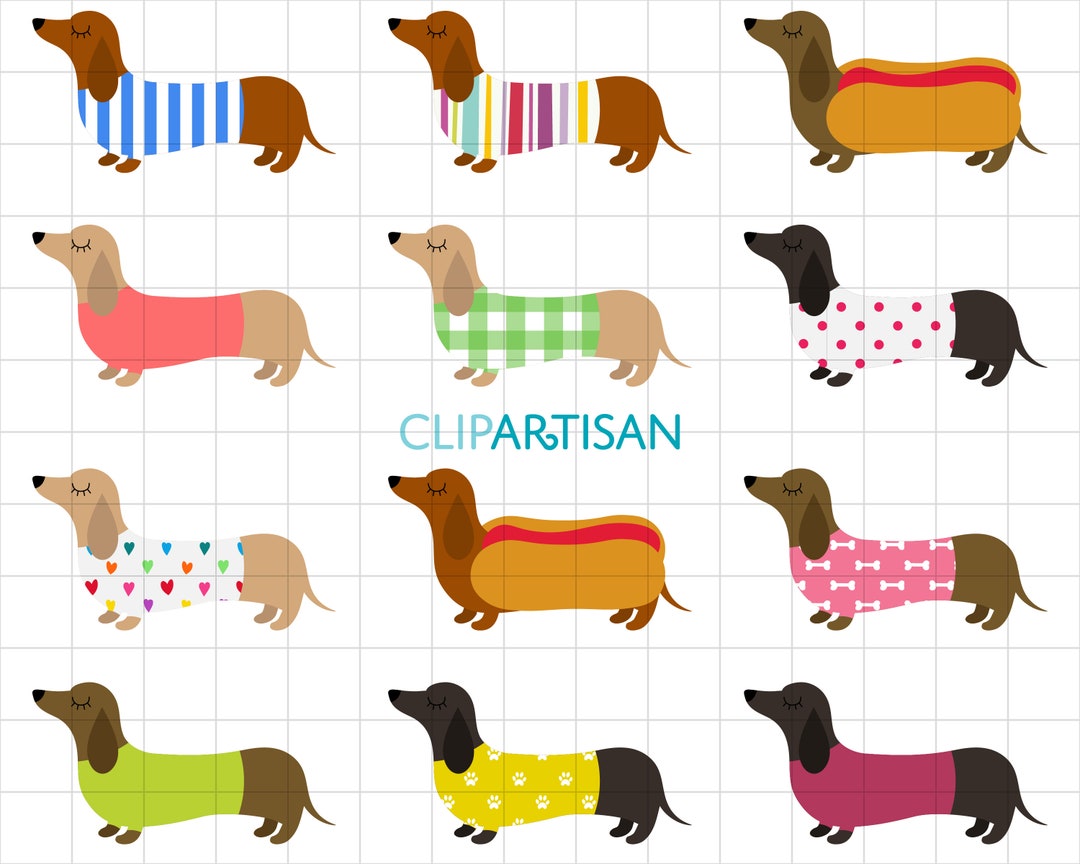 Dachshunds Clipart | Sausage Dogs Clip Art | Weiner Dogs Printables - Etsy