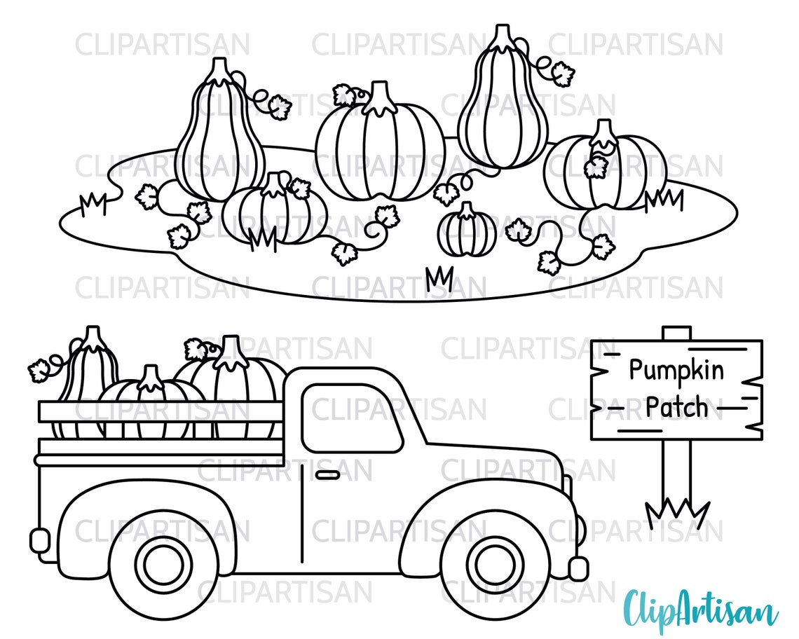 Fall Pumpkin Truck Clipart Pumpkin Patch Pumpkin Harvest | Etsy
