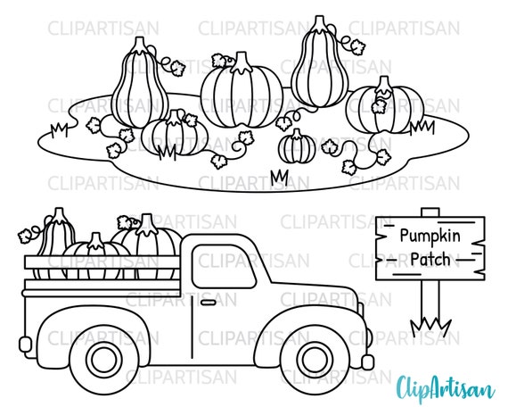 Pumpkin Patch Clip Art Black And White