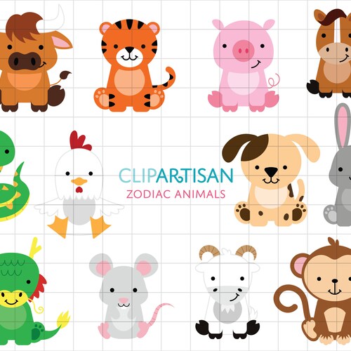 Chinese Zodiac Animals Clipart Chinese New Year Clip Art - Etsy UK