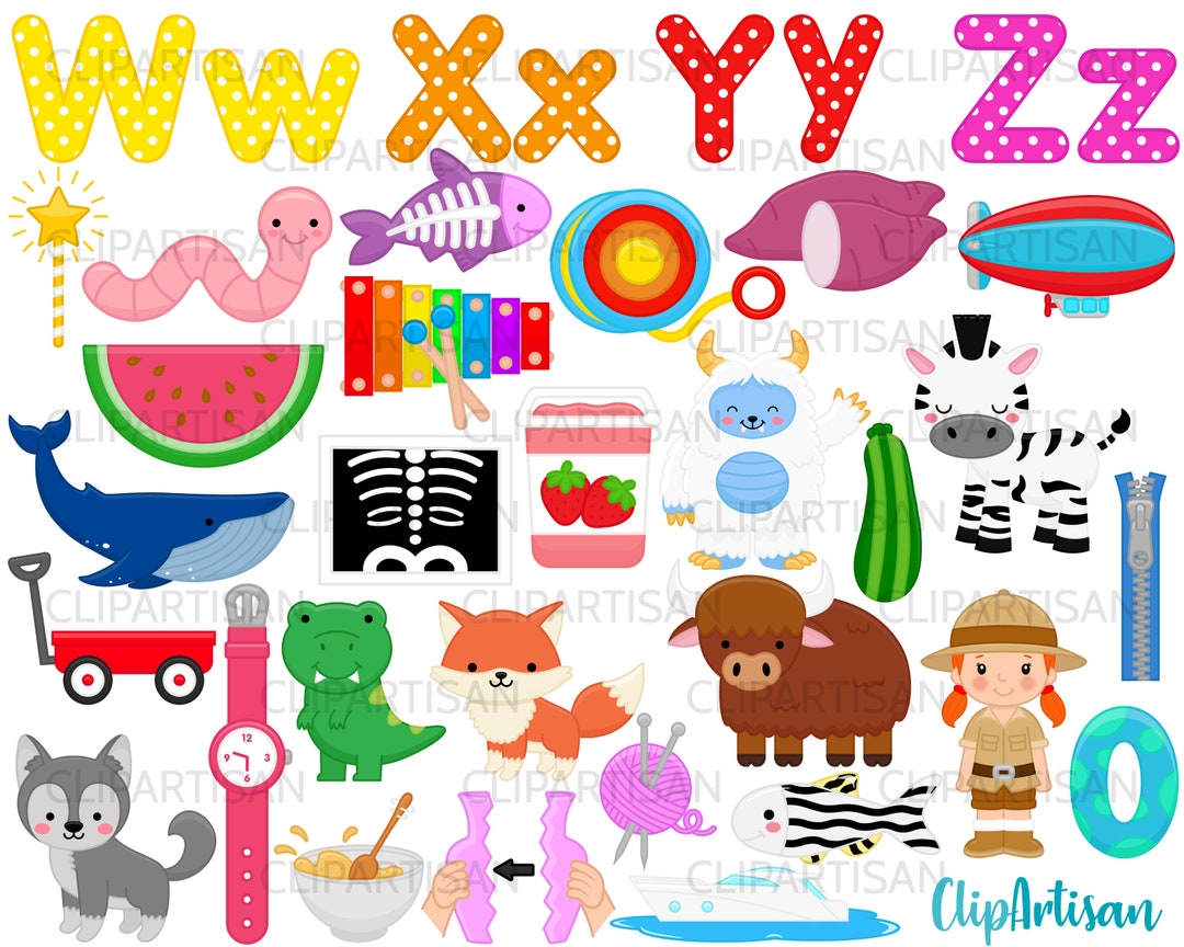 Alphabet Clip Art, ABC Illustrations, WXYZ Alphabet Letters, Back to ...
