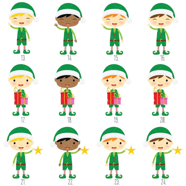 Christmas Elves Clipart / Santa's Workshop / Elf Clip Art | Etsy