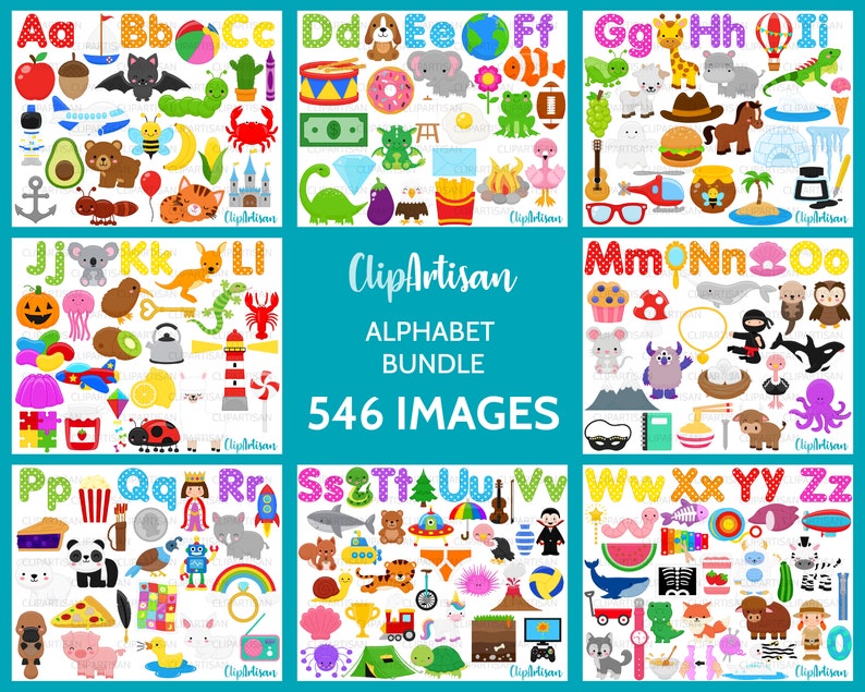 Alphabet Clip Art Bundle ABC Letters A to Z Graphics Back - Etsy Australia