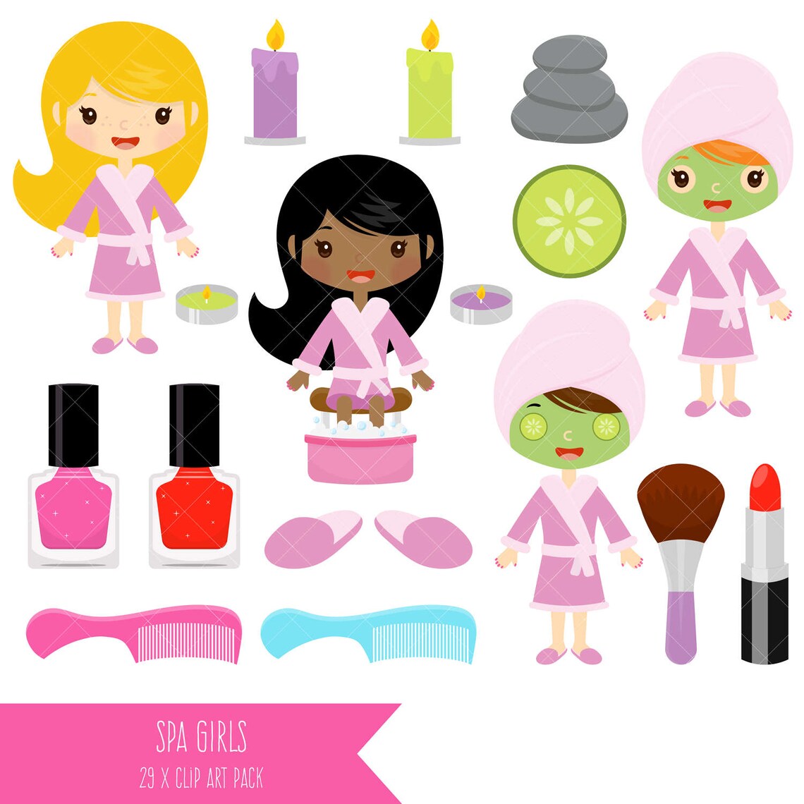 Spa Girls Clipart / Spa Party Clip Art / - Etsy UK