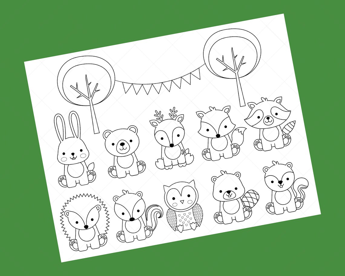 Woodland Animals Digital Stamps Baby Animal Digital Stamp - Etsy UK