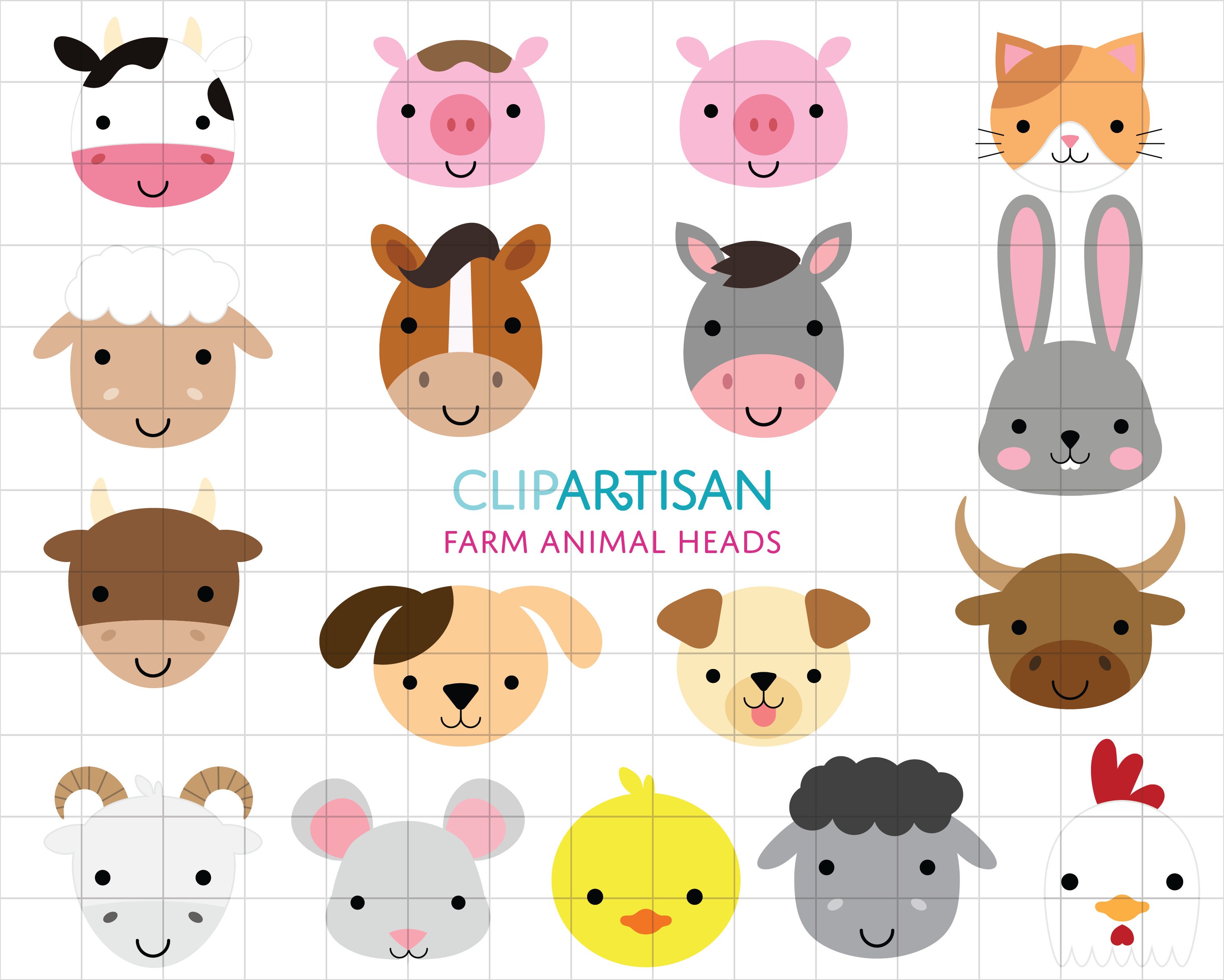 Farm Animal Face Clipart