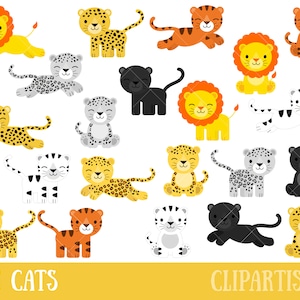 Big Cats Clipart / Lion / Tiger / Leopard / Snow Leopard / Puma ...