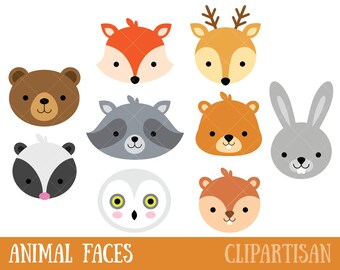 Woodland Animal Faces Clipart: Forest Creatures (digital Download) - Etsy