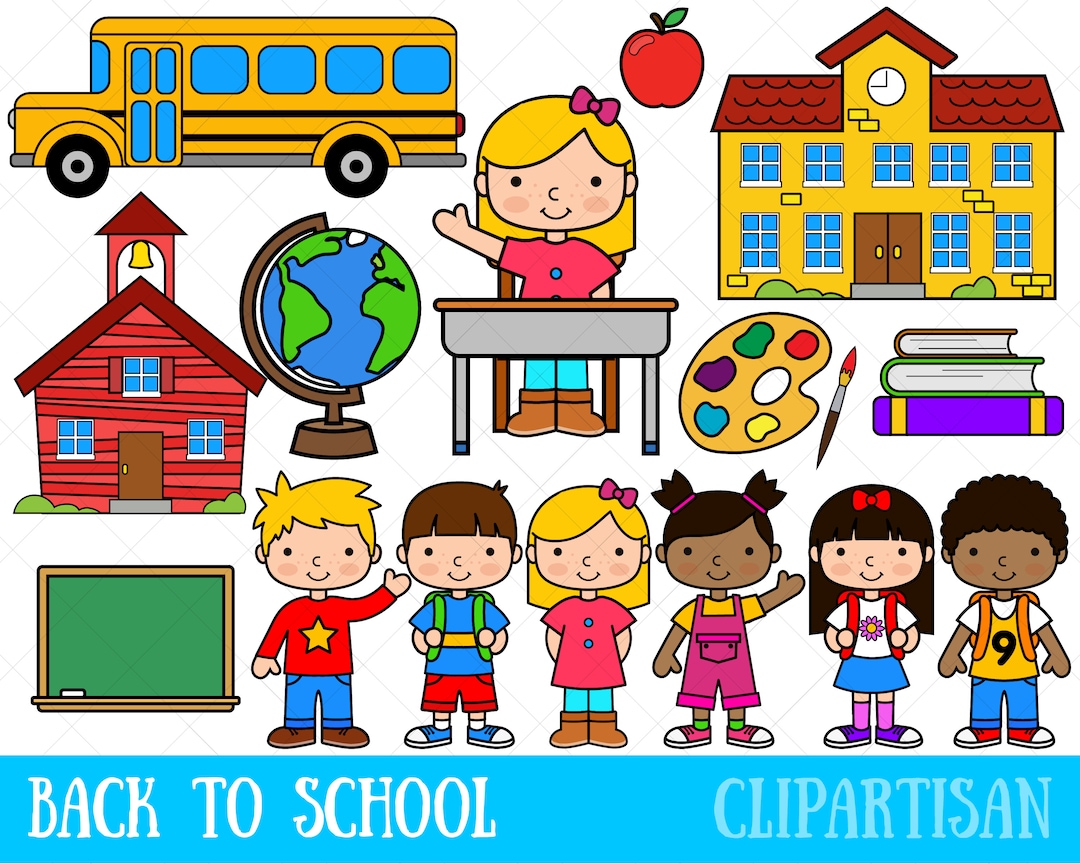 Back to School Clipart | First Day of School Clip Art - Etsy