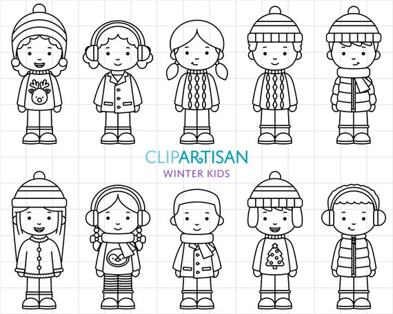 Children In Winter Clipart