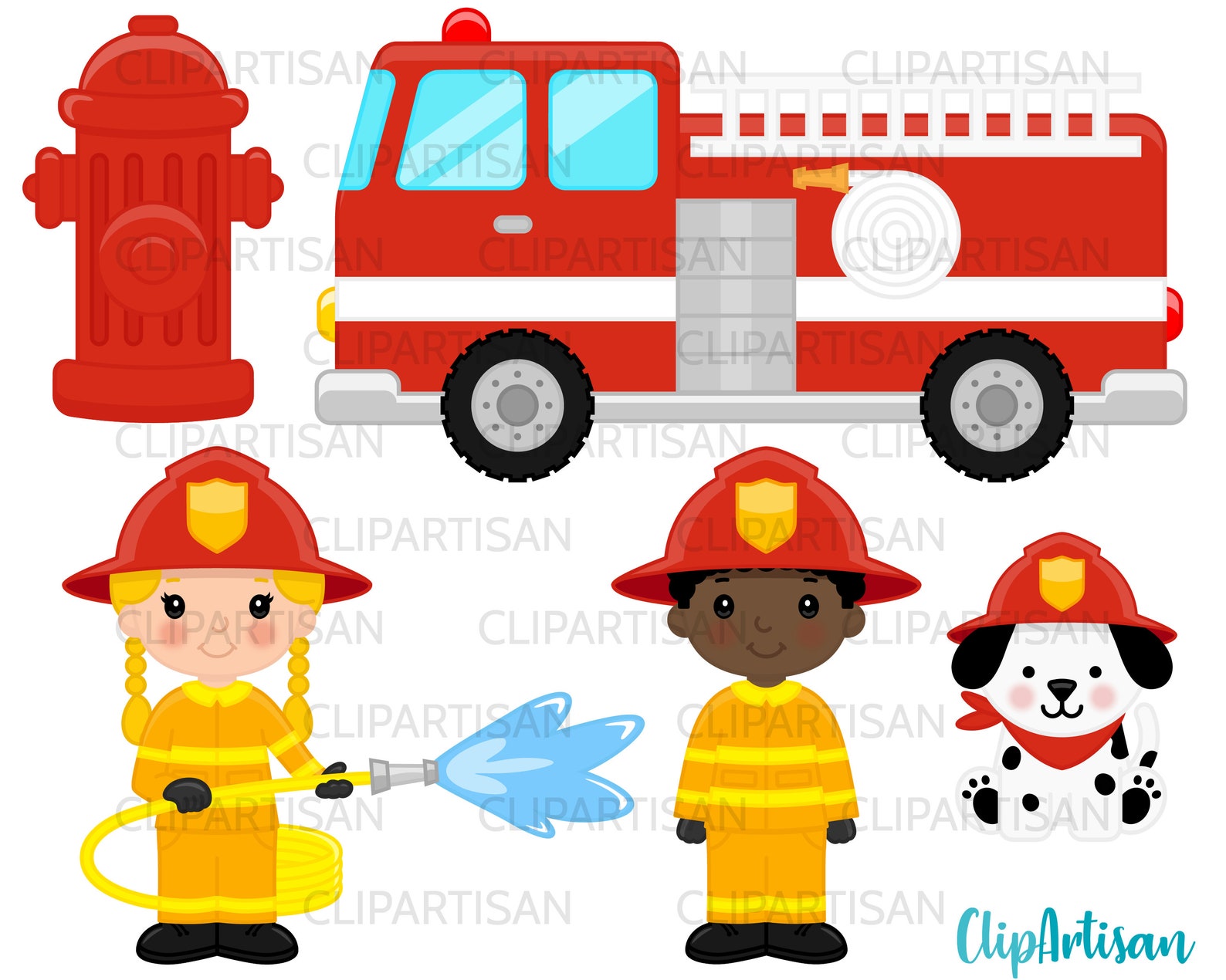 Firefighter Clip Art Fireman Fire Engine Fire Truck PNG - Etsy