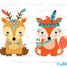 Tribal Animals Clipart Cute Woodland Animals Clip Art PNG Instant ...