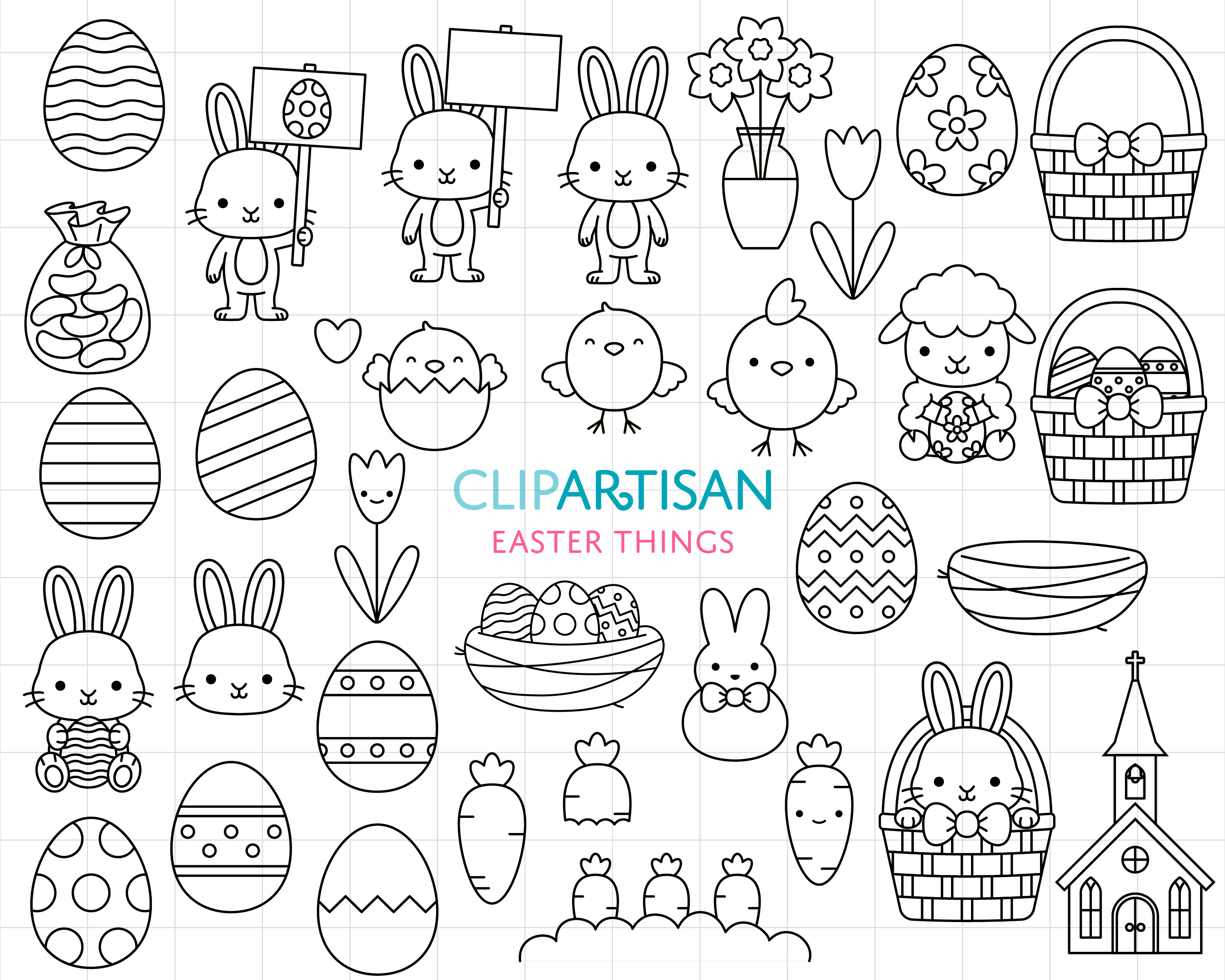 Easter Chick Clip Art Black And White