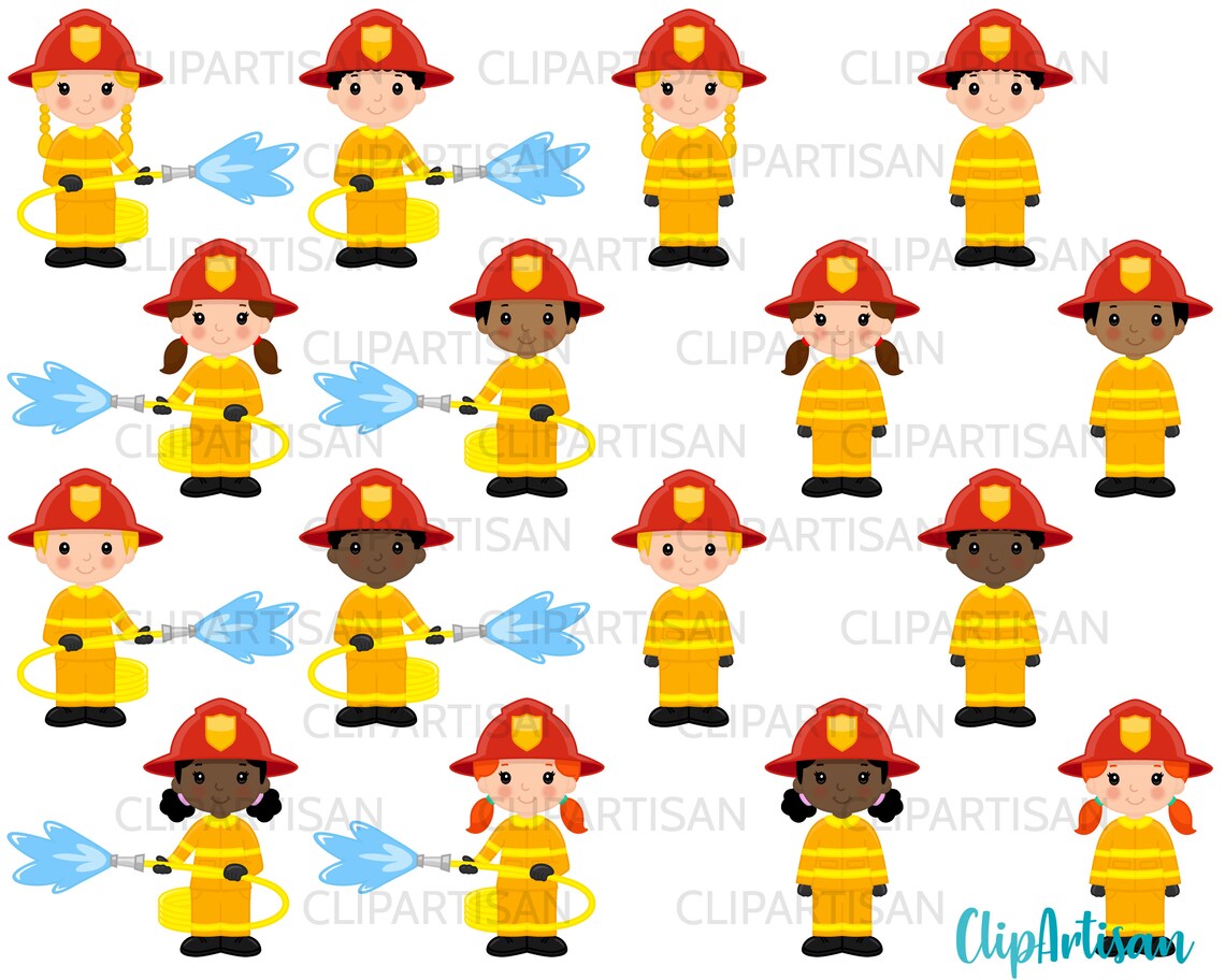 Firefighter Clip Art Fireman Fire Engine Fire Truck PNG - Etsy