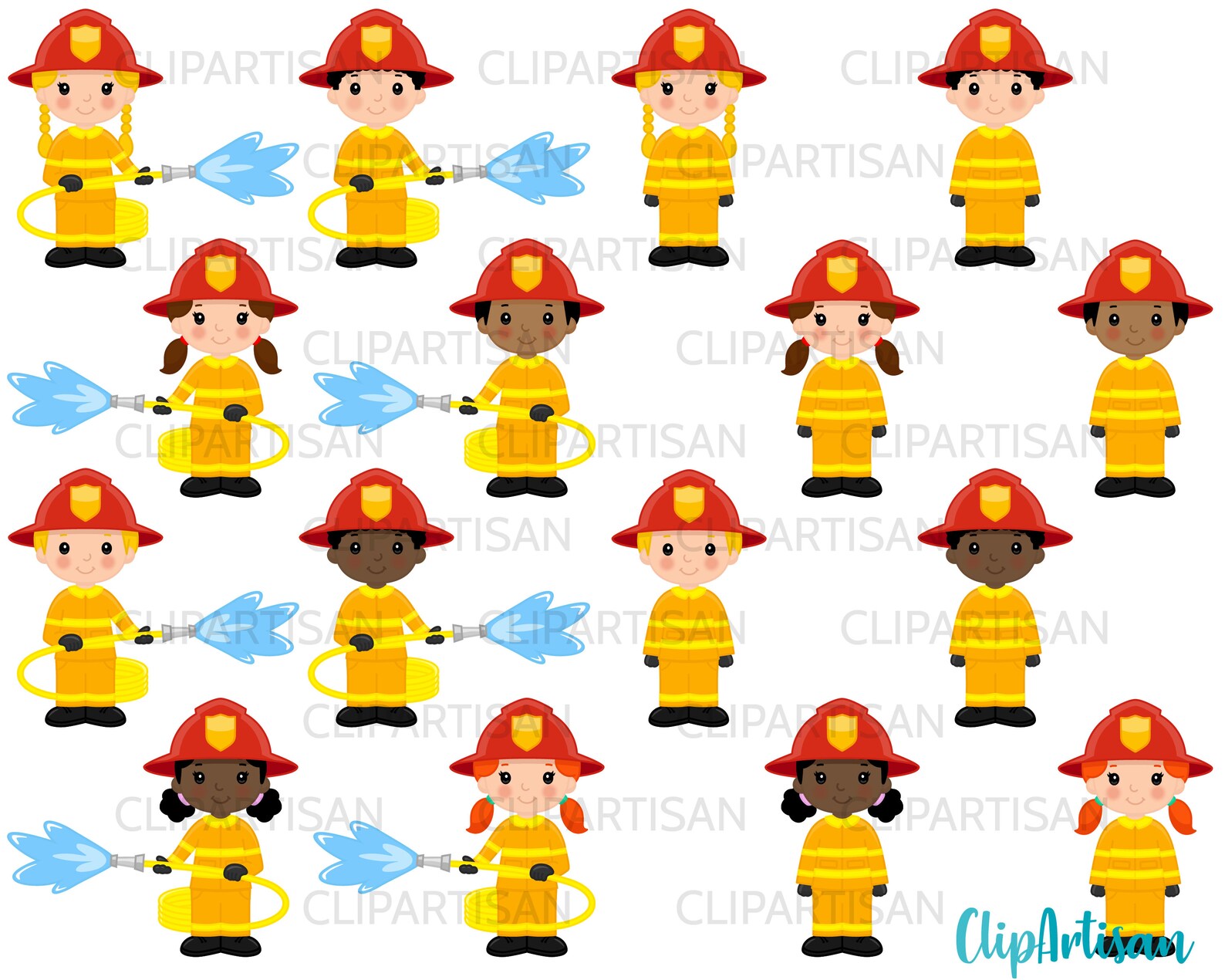 Firefighter Clip Art Fireman Fire Engine Fire Truck PNG - Etsy