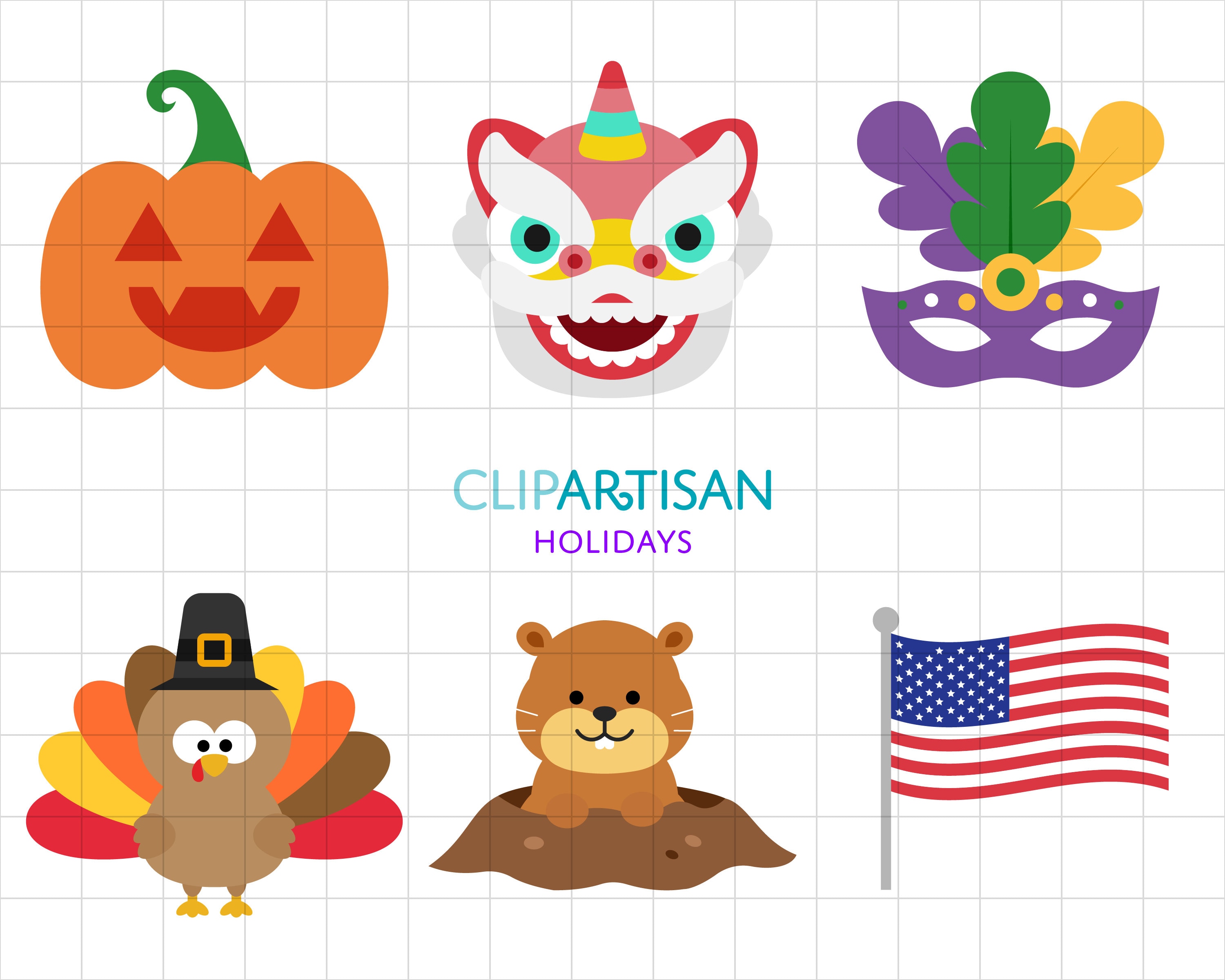 Holidays and Seasons Clipart Set, Festivals, Calendar Clip Art, Digital ...