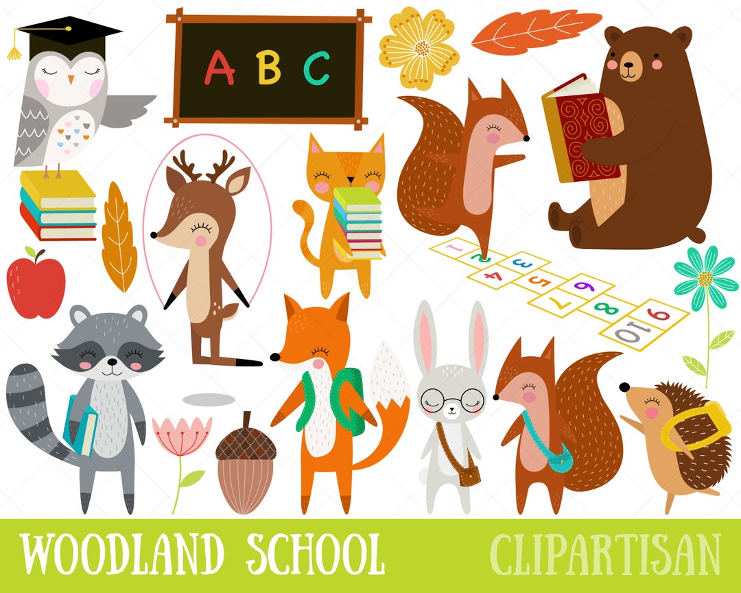Woodland Animals Back to School Clipart | Woodland Animals Clip Art ...