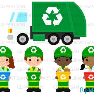 Recycling Clip Art, Garbage Truck Clipart, Earth Day, Community Helpers ...