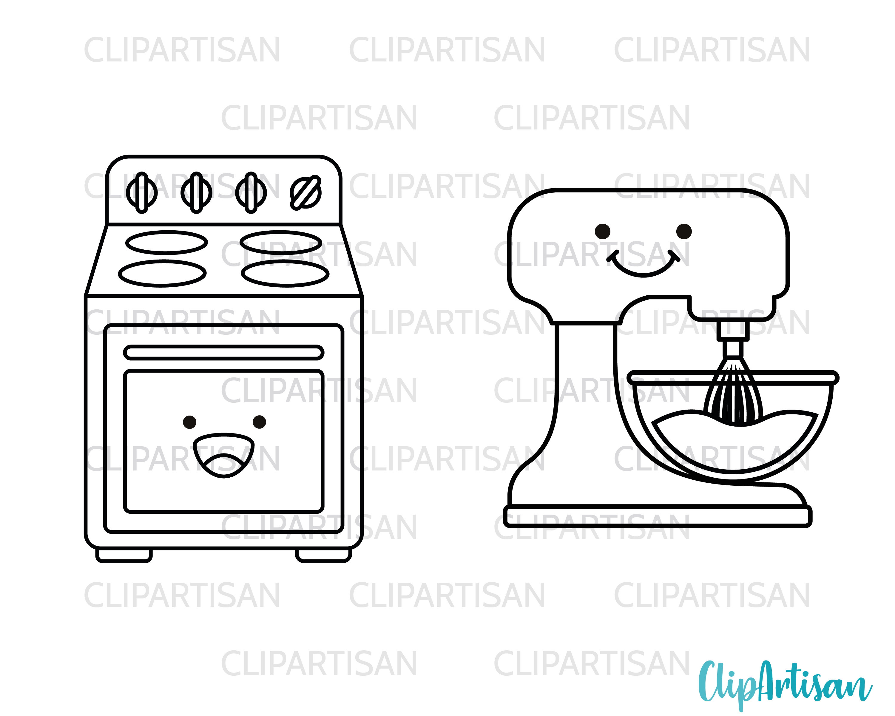 Kawaii Baking Clipart Cute Kitchen Cooking Clip Art Set | Etsy