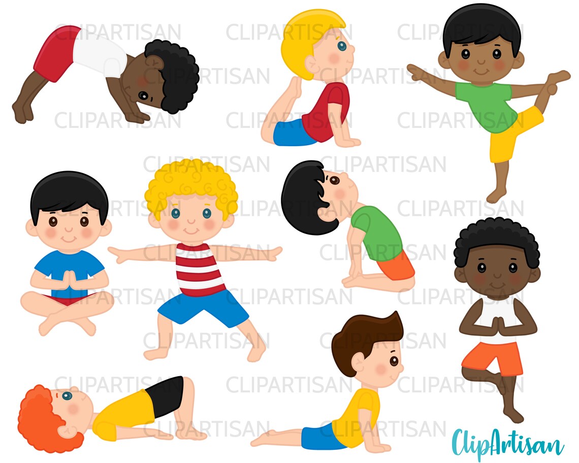 Yoga Poses Clip Art Bundle Yoga Girls Yoga Boys Yoga Class - Etsy
